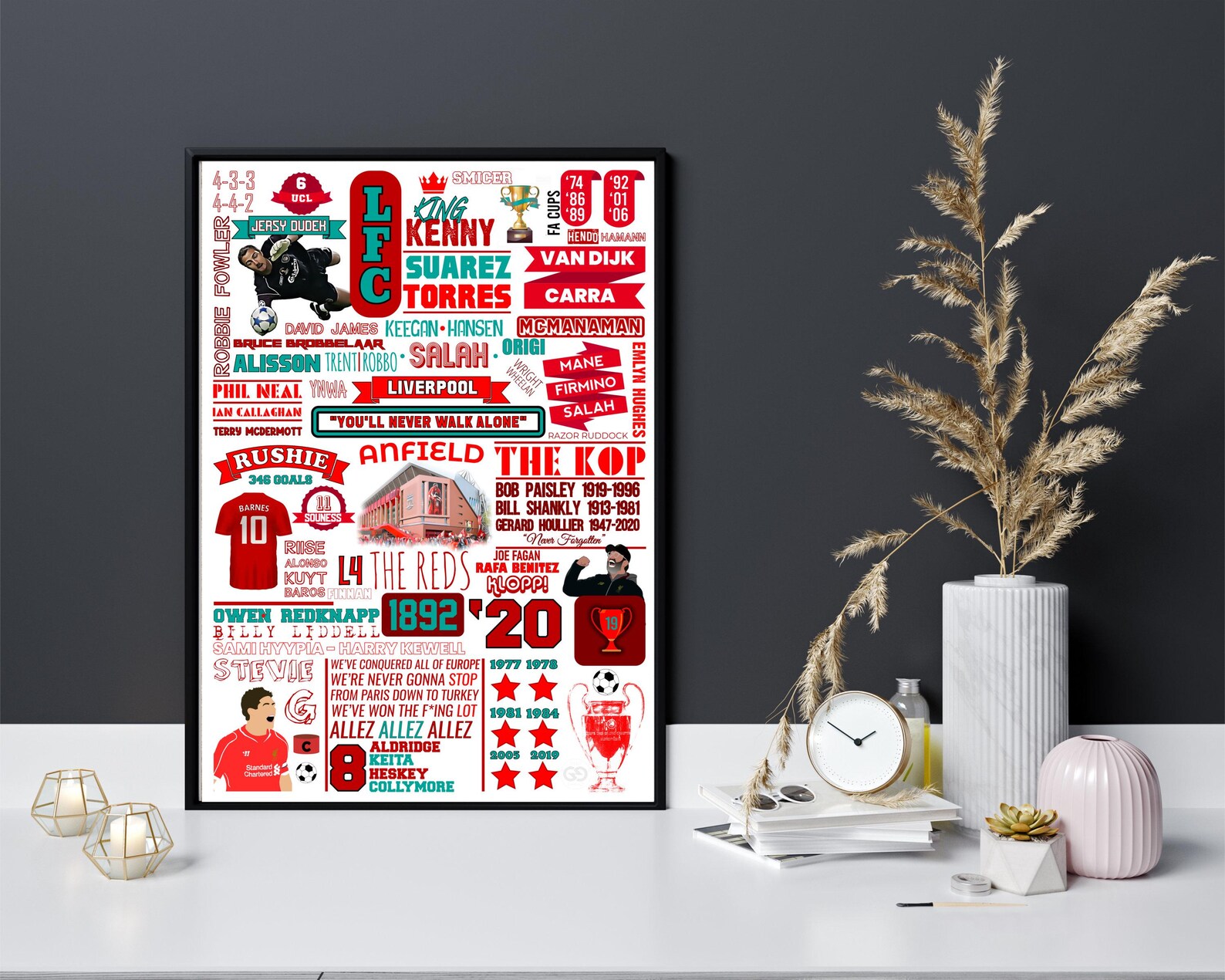 Liverpool FC Legends Football Poster Doodle Text YNWA Print Wall Art - Etsy