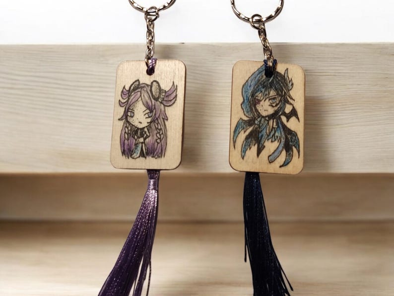 Genshin Impact Natlan Chibi Keychain, Handmade Wood Painted Nerd Gift ...