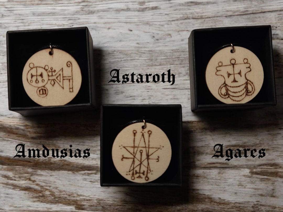 Dukes of Hell Sigil Charms Handmade Necklaces Pyrographed Demon Kings ...