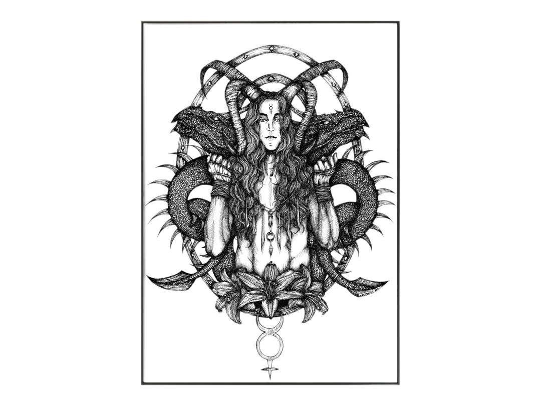 Mercurius / Mercury Original Pen Drawing Alchemic Personification of ...