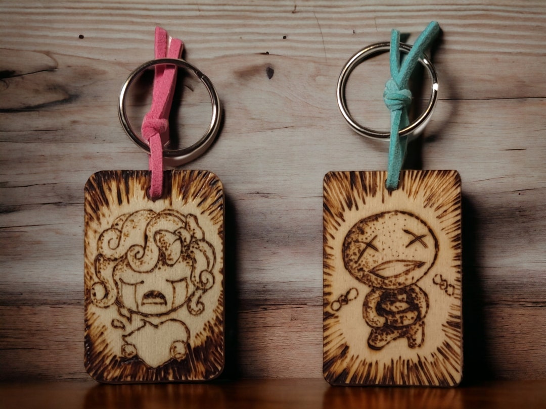 The Binding of Isaac Characters, Handmade Pyrographed Keychains ...