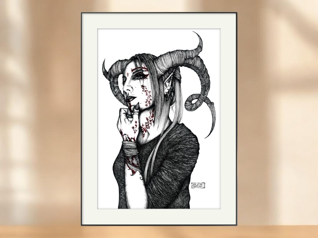 Alchemy Girl Portrait, Original Pen and Ink Drawing, Occult Art - Etsy