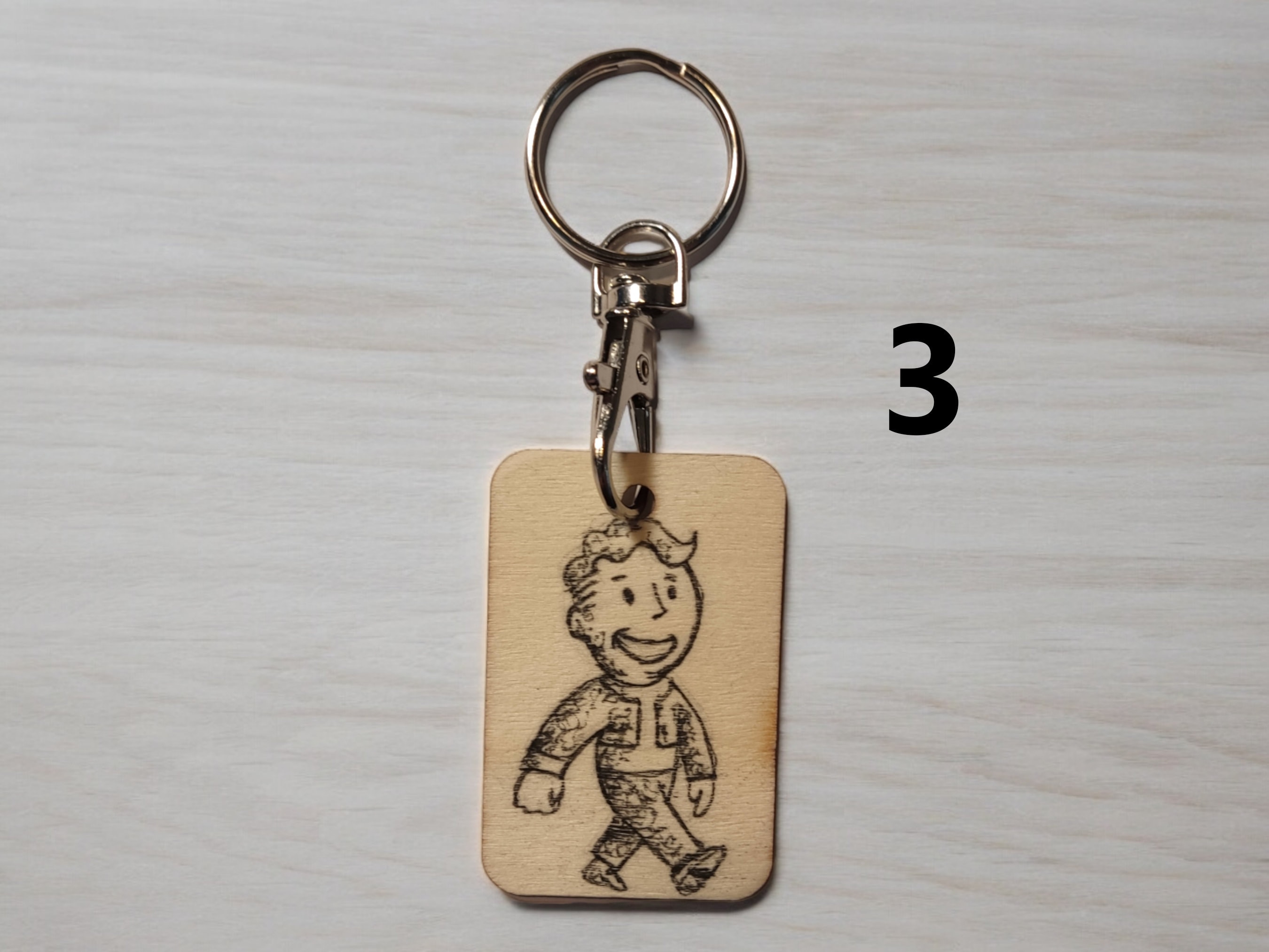 Fallout Vault Boy - Handmade Wood Keychains, Made in Italy, Perfect ...