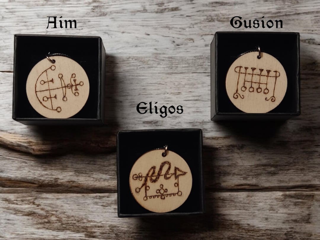 Sigil Charms of Dukes of Hell Handmade Necklaces Pyrographed Demon ...