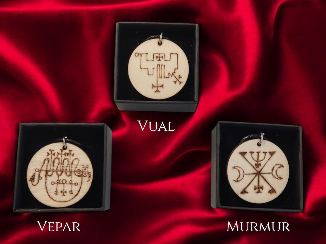 Demon Sigil Dukes of Hell Sigil Charms - Handmade Necklaces Pyrographed ...