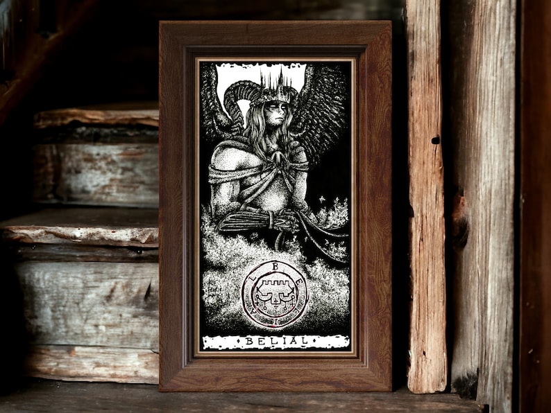 Belial, Original Drawing, Ars Goetia Serie, Dark Home Decor, Satanic ...