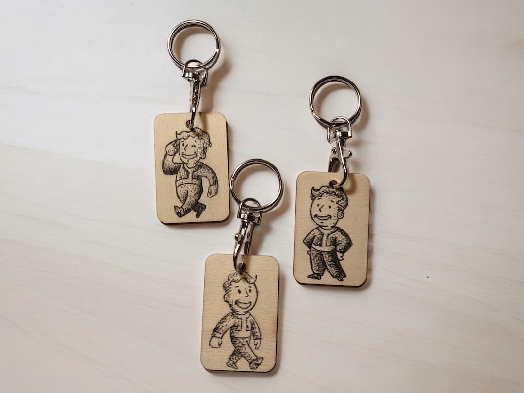 Fallout Vault Boy - Handmade Wood Keychains, Made in Italy, Perfect ...