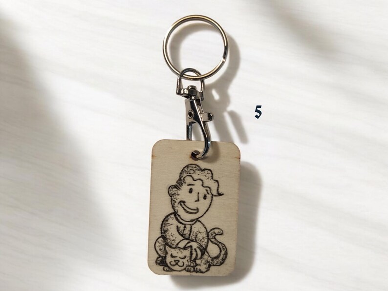 Fallout Vault Boy - Handmade Wood Keychains, Made in Italy, Perfect ...