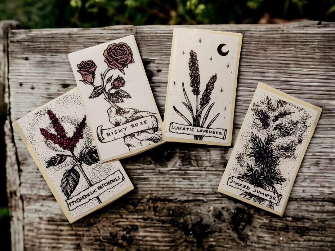 Botanical Sticker Set, Hand-drawn Lavender, Juniper, Rose, Patchouli - Etsy