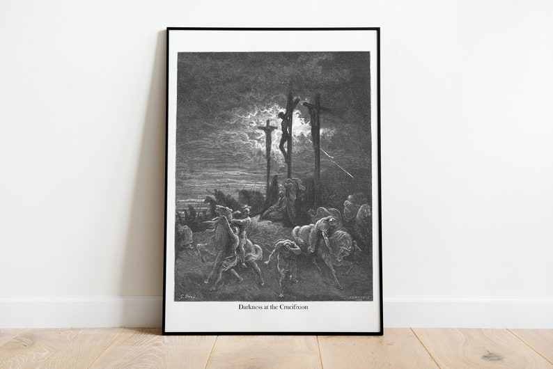 Darkness at the Crucifixion Gustave Dore Vintage Jesus Illustration Antique Christian Bible High ...