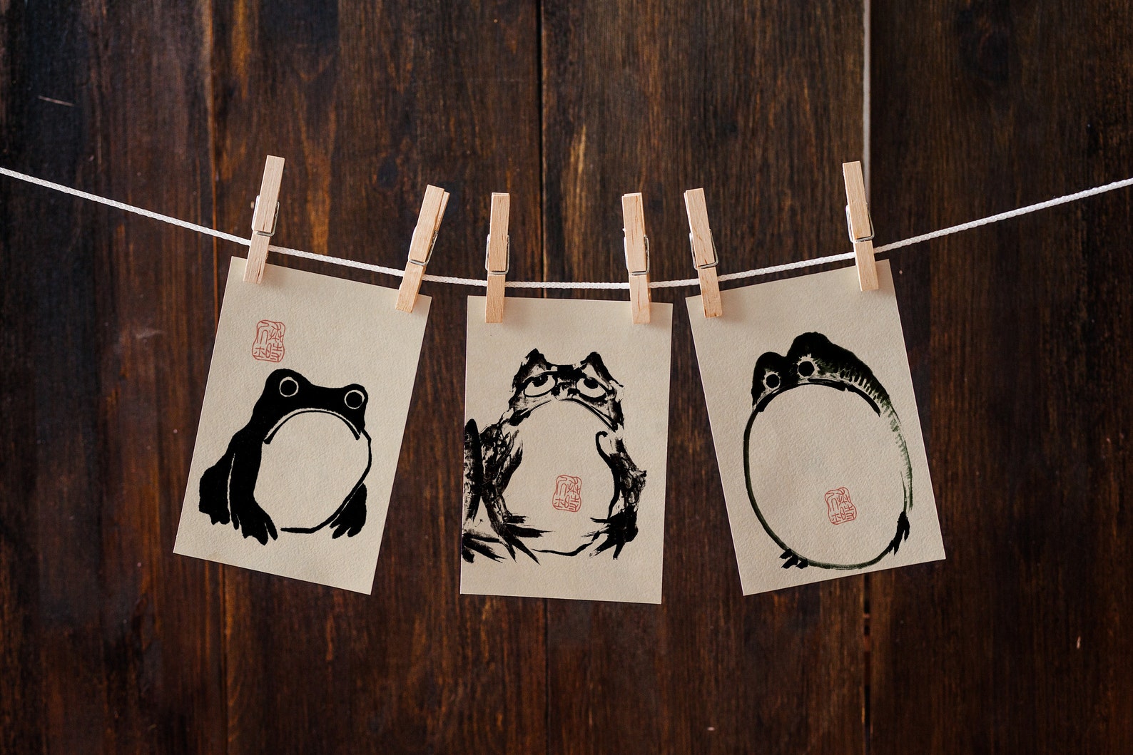 Matsumoto Hoji Frogs 3 Part Triptych Vintage Japanese Print ...