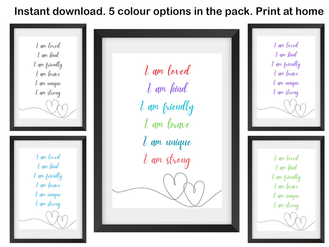 DAILY AFFIRMATIONS - Printable Digital Wall Art Print for Children ...
