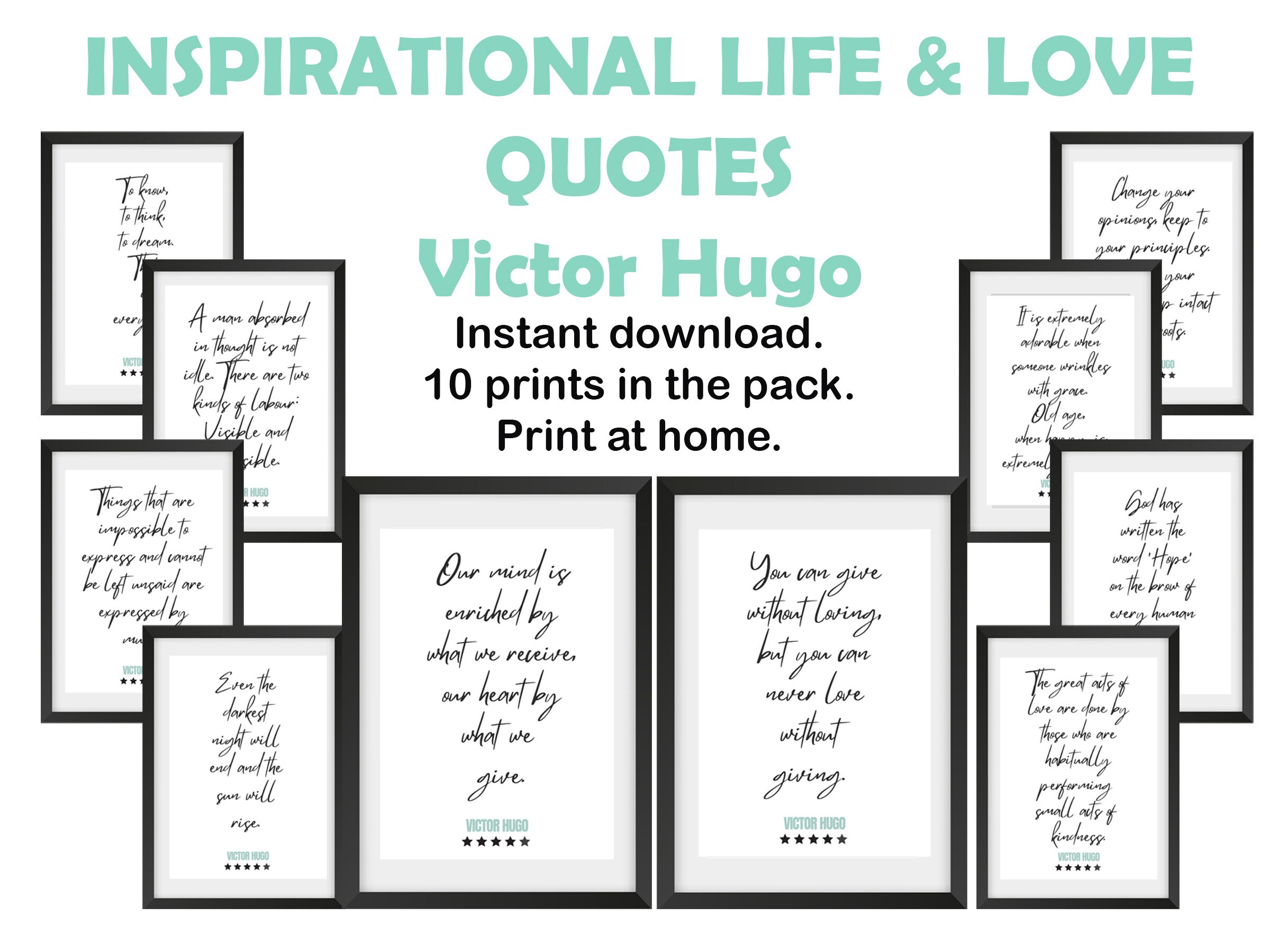 Victor Hugo Life/love Quotes Printable Wall Art - Inspirational Quote ...
