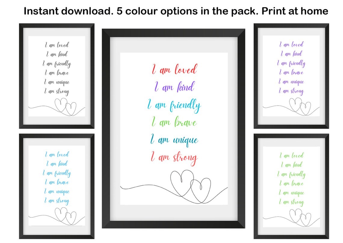 DAILY AFFIRMATIONS - Printable Digital Wall Art Print for Children ...
