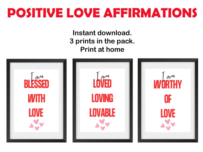 LOVE AFFIRMATIONS - Printable Digital Art Print of Daily Affirmations ...