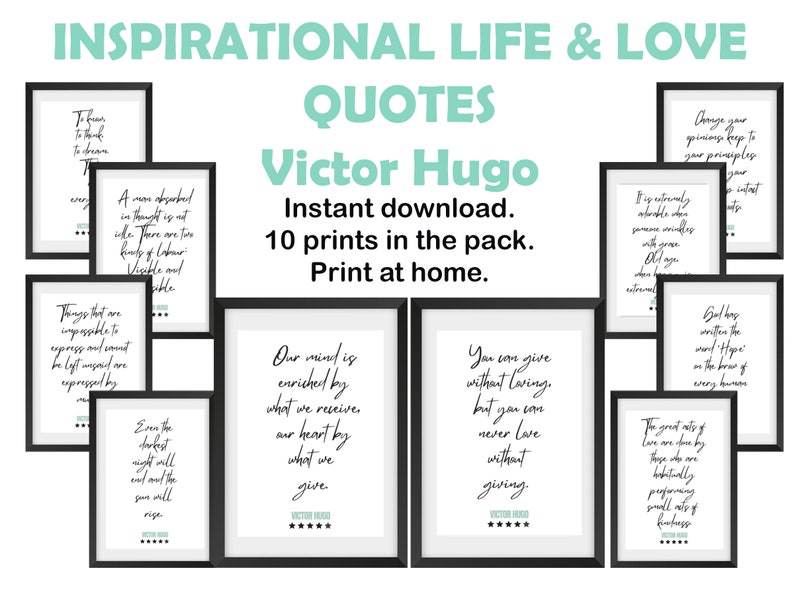 Victor Hugo Life/love Quotes Printable Wall Art - Inspirational Quote ...