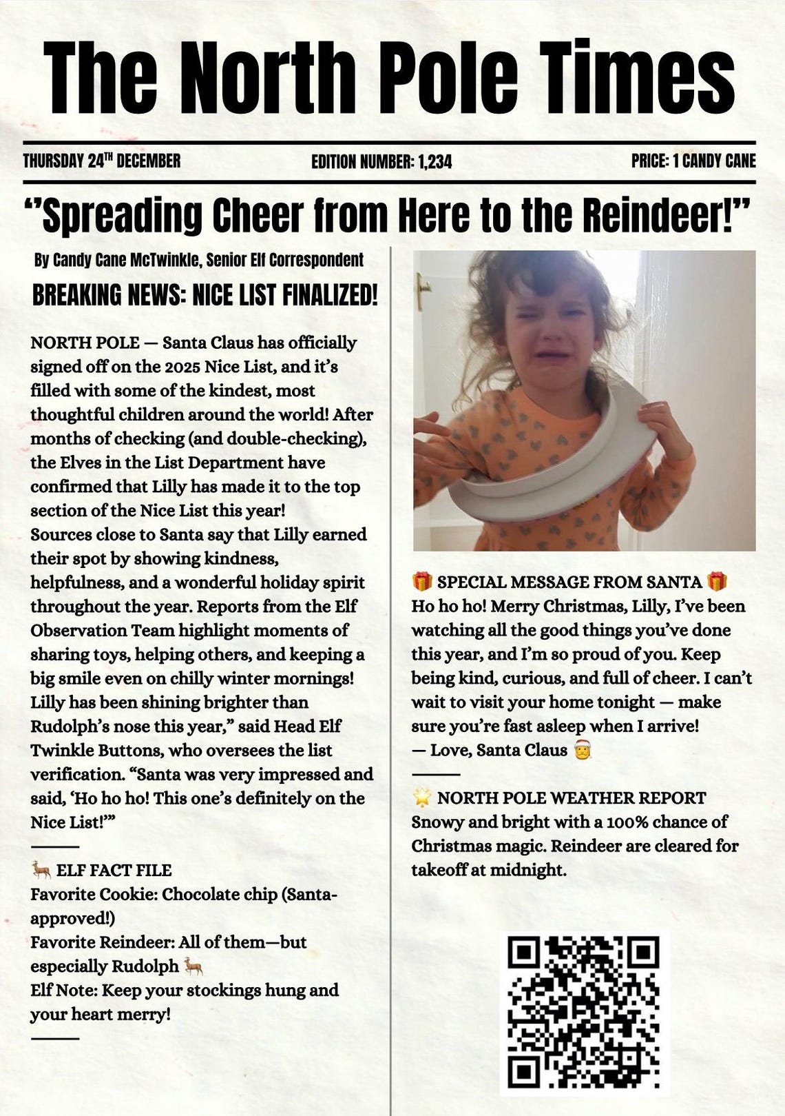 The North Pole Santa’s Nice List Newspaper Front Page: Personalised ...