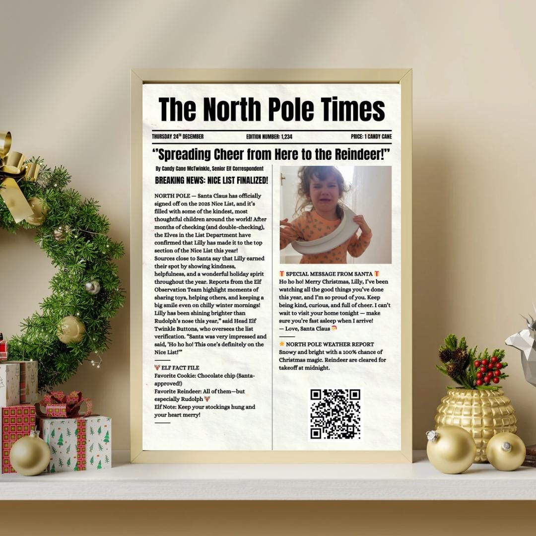 The North Pole Santa’s Nice List Newspaper Front Page: Personalised ...