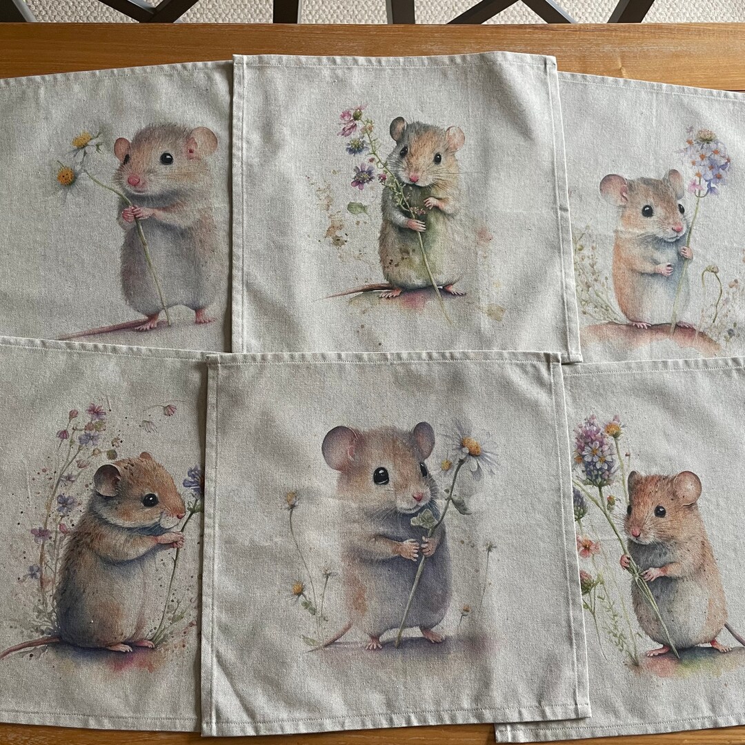 Mouse Napkins Set of 6, Field Mice Table Linen Ideal for Picnics - Etsy
