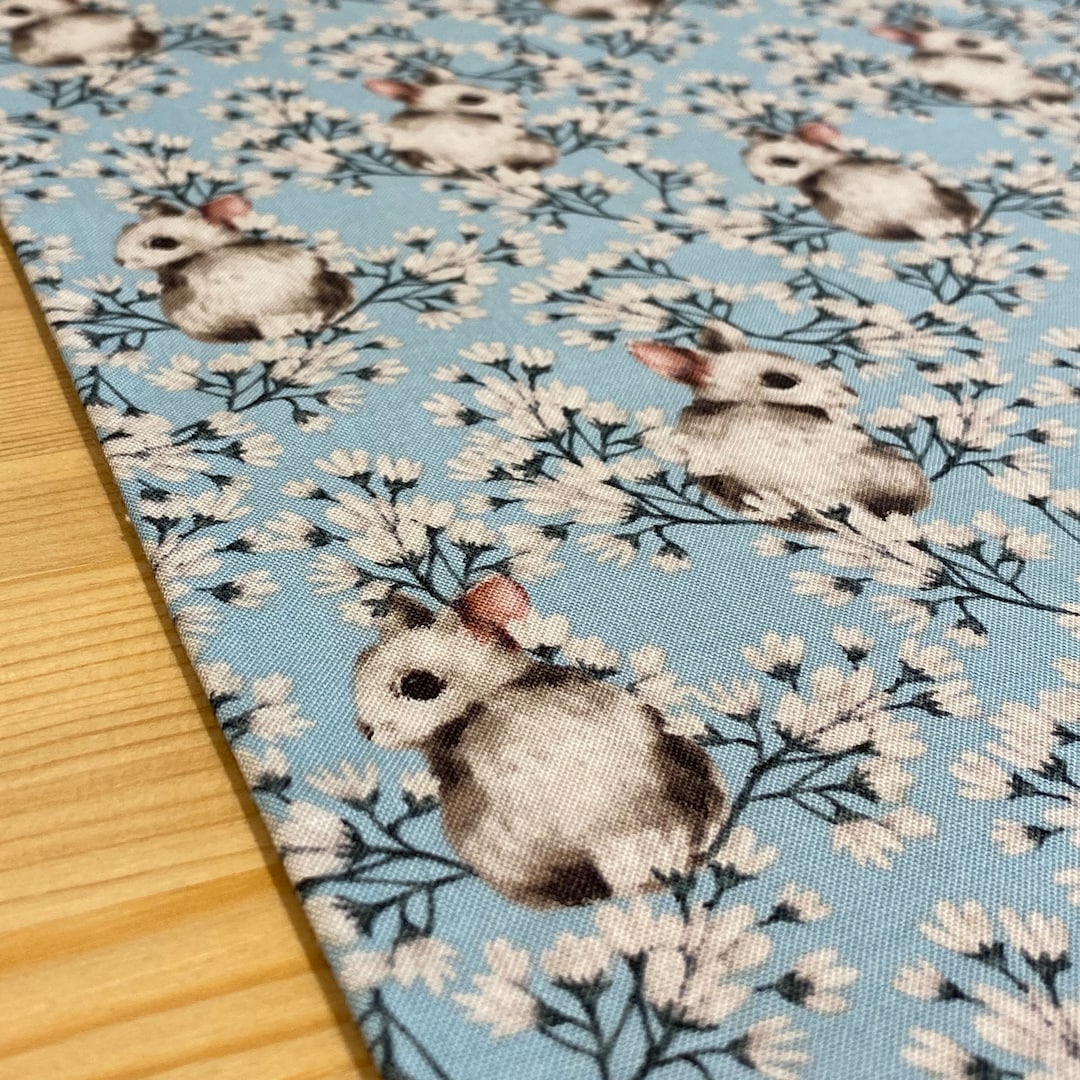 Bunny Table Runner in Cute Baby Blue With Spring Flowers, Perfect for ...
