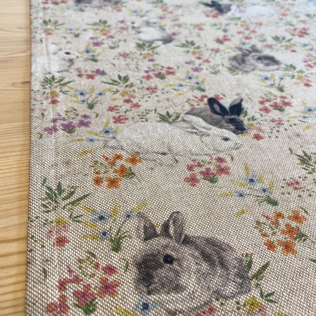 Table Runner Featuring Rabbits and Flowers - Etsy