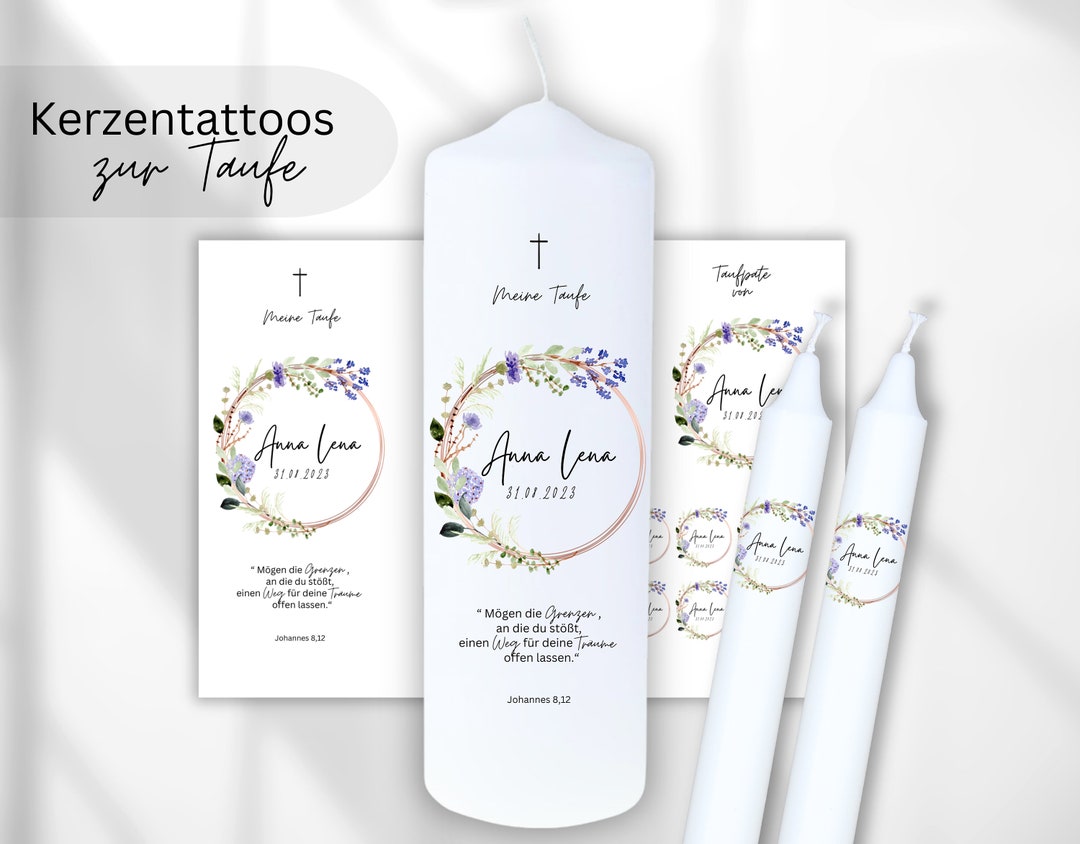 Candle Tattoos for Baptism Girls Boys Baptism Candle Rainbow Communion ...