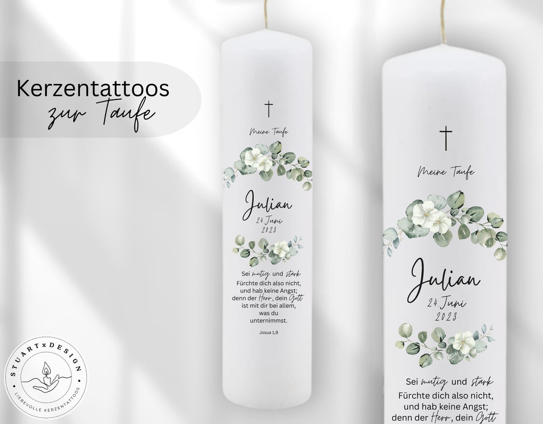 Candle Tattoos Baptism Girl Boy Christening Candle Communion - Etsy