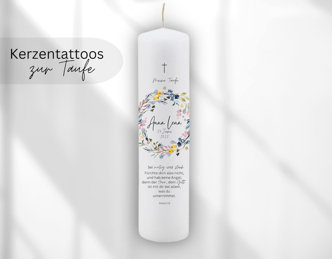 Candle Tattoos Baptism Girl Boy Baptism Candle Communion Candle ...