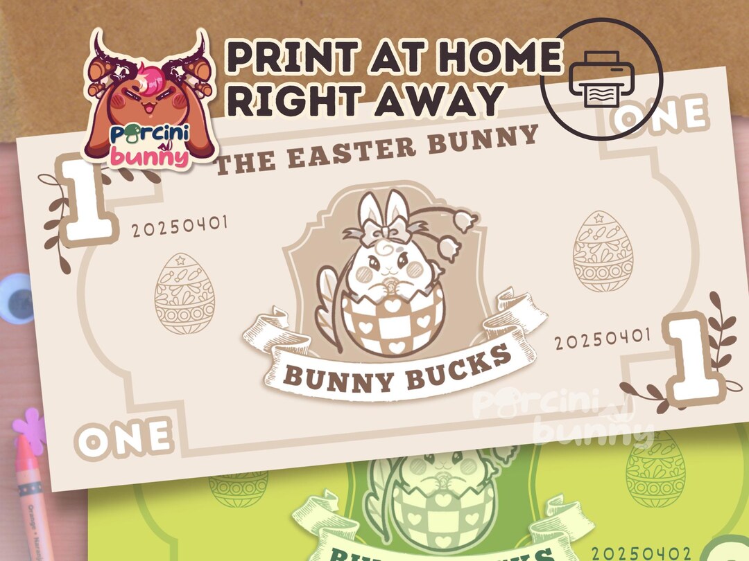 Bunny Bucks Printable for Kids, Easter Rabbit Money, Easter Egg Basket ...