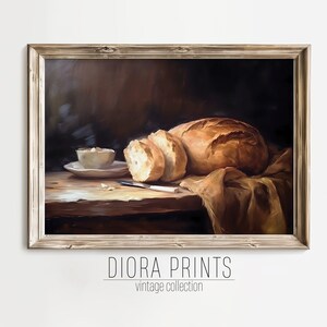 Dark Rustic Painting of Loaf of Bread | Still Life Oil Painting ...