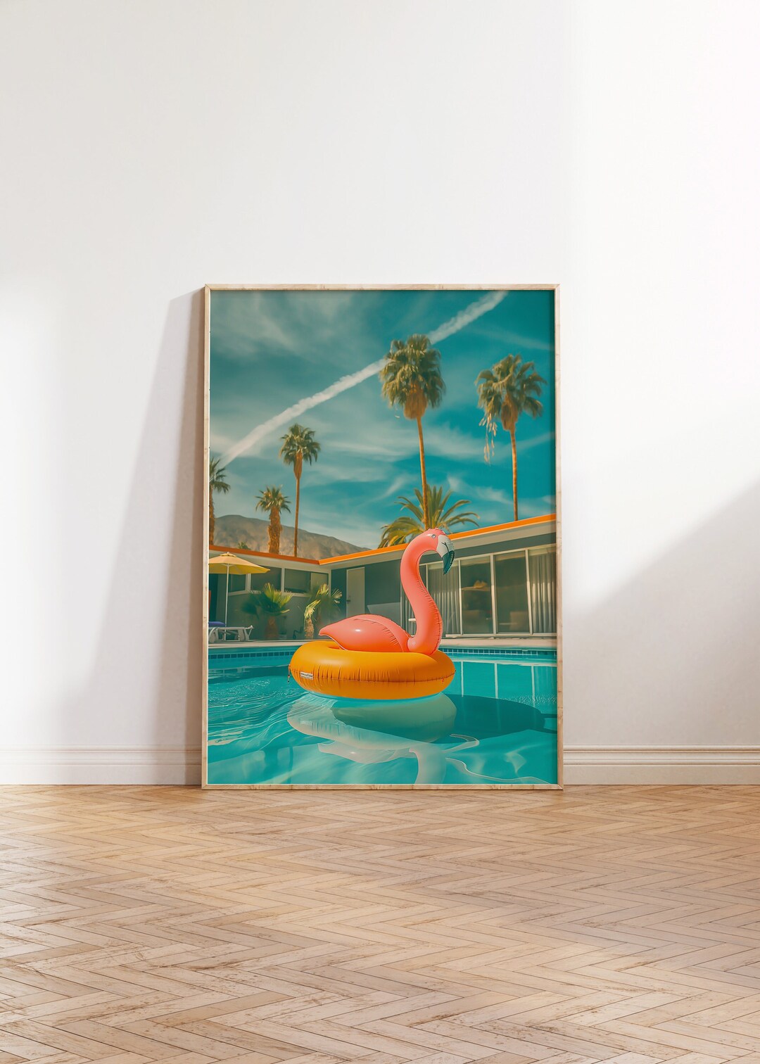 Palm Springs Swimming Pool Print, Flamingo Wall Art, California Poster ...