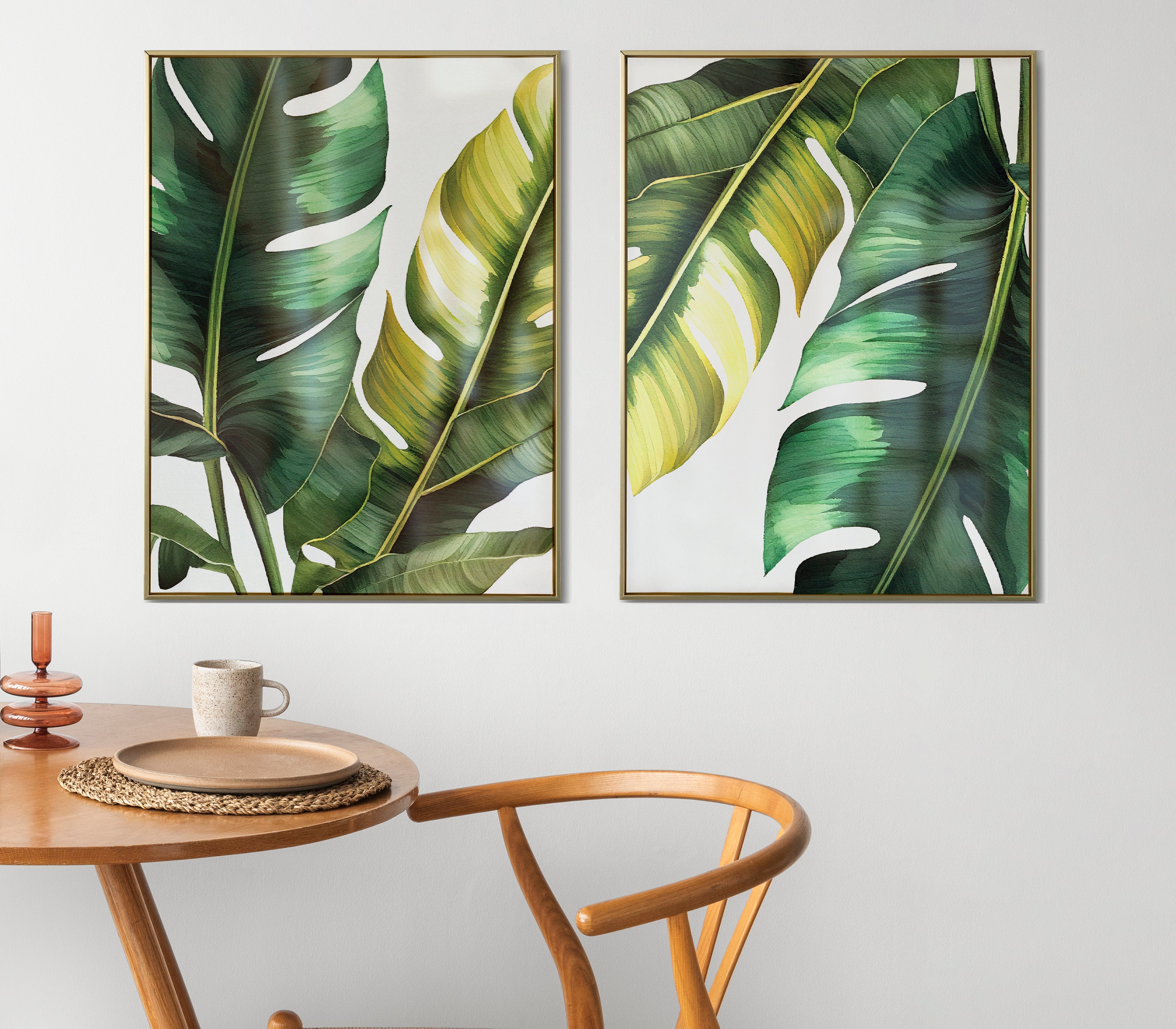 Banana Leaves Print Watercolor Printable Wall Art Bathroom - Etsy