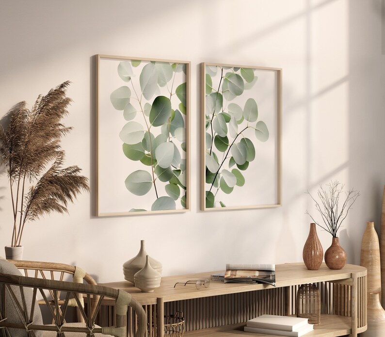 Eucalyptus Printable Wall Art, Set of 2 Bathroom Prints, Green ...