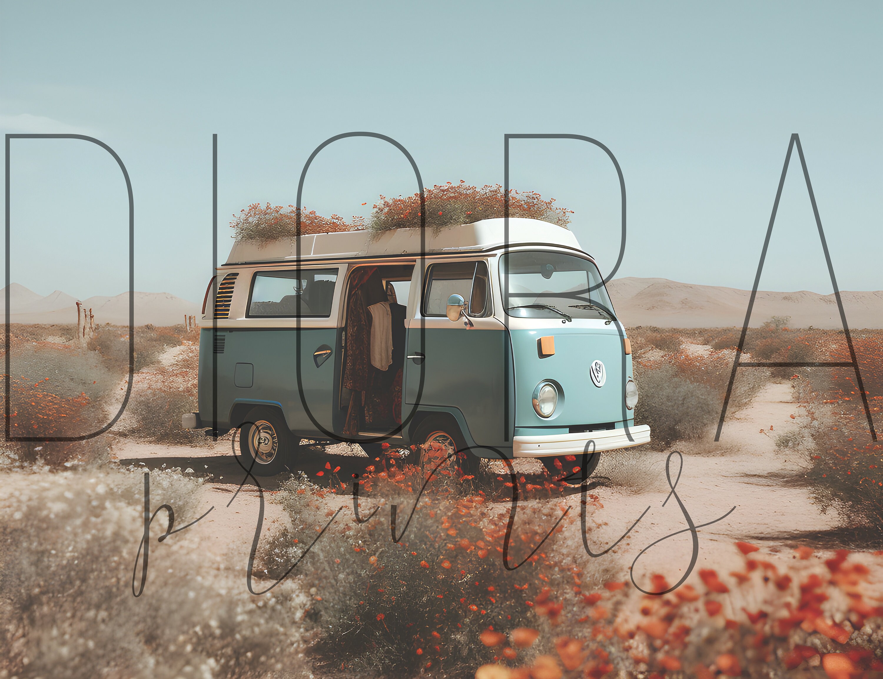 Camper Van Print, Boho Wall Art, Hippie Chic Decor, Retro VW Bus Print ...