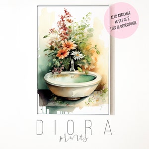 Botanical Bathroom Printable Wall Art, Floral Print, WC Print, Bathroom ...