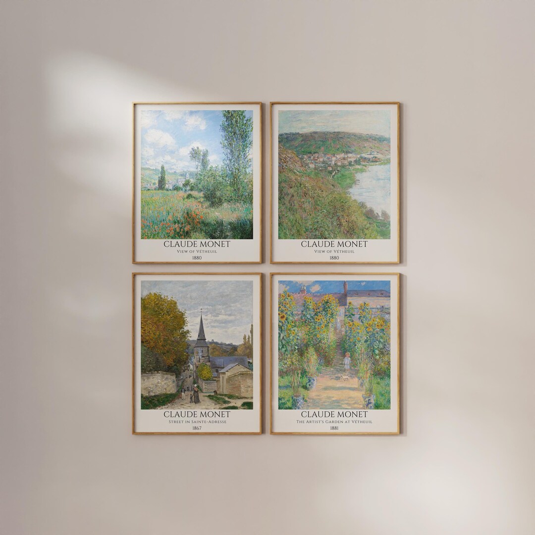 Claude Monet Poster, Wall Art Set of 4, Museum Prints, Exhibition Print ...