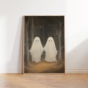 Cute Ghosts Print, Halloween Printable Wall Art, Autumn Landscape Wall ...