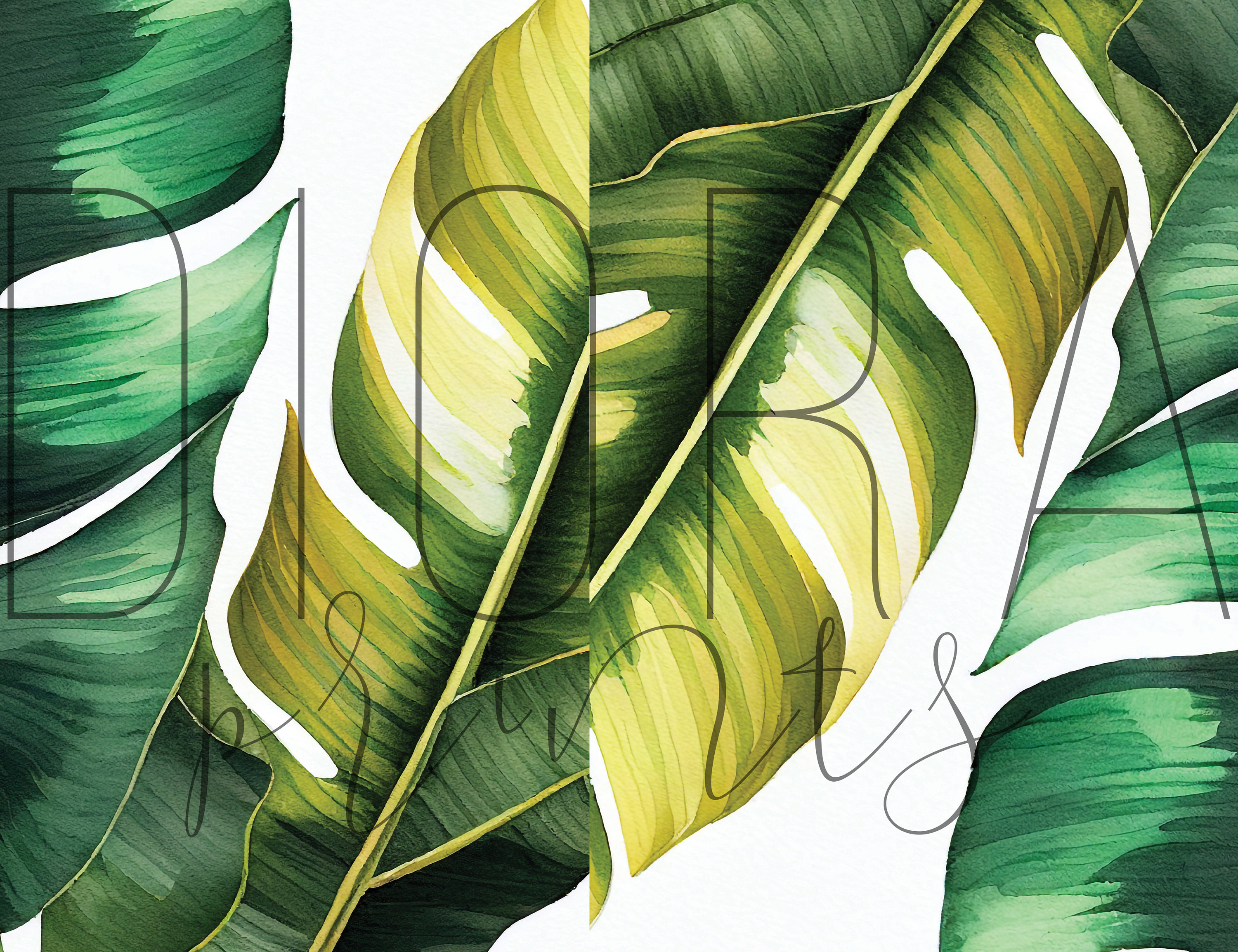 Banana Leaves Print Watercolor Printable Wall Art Bathroom - Etsy