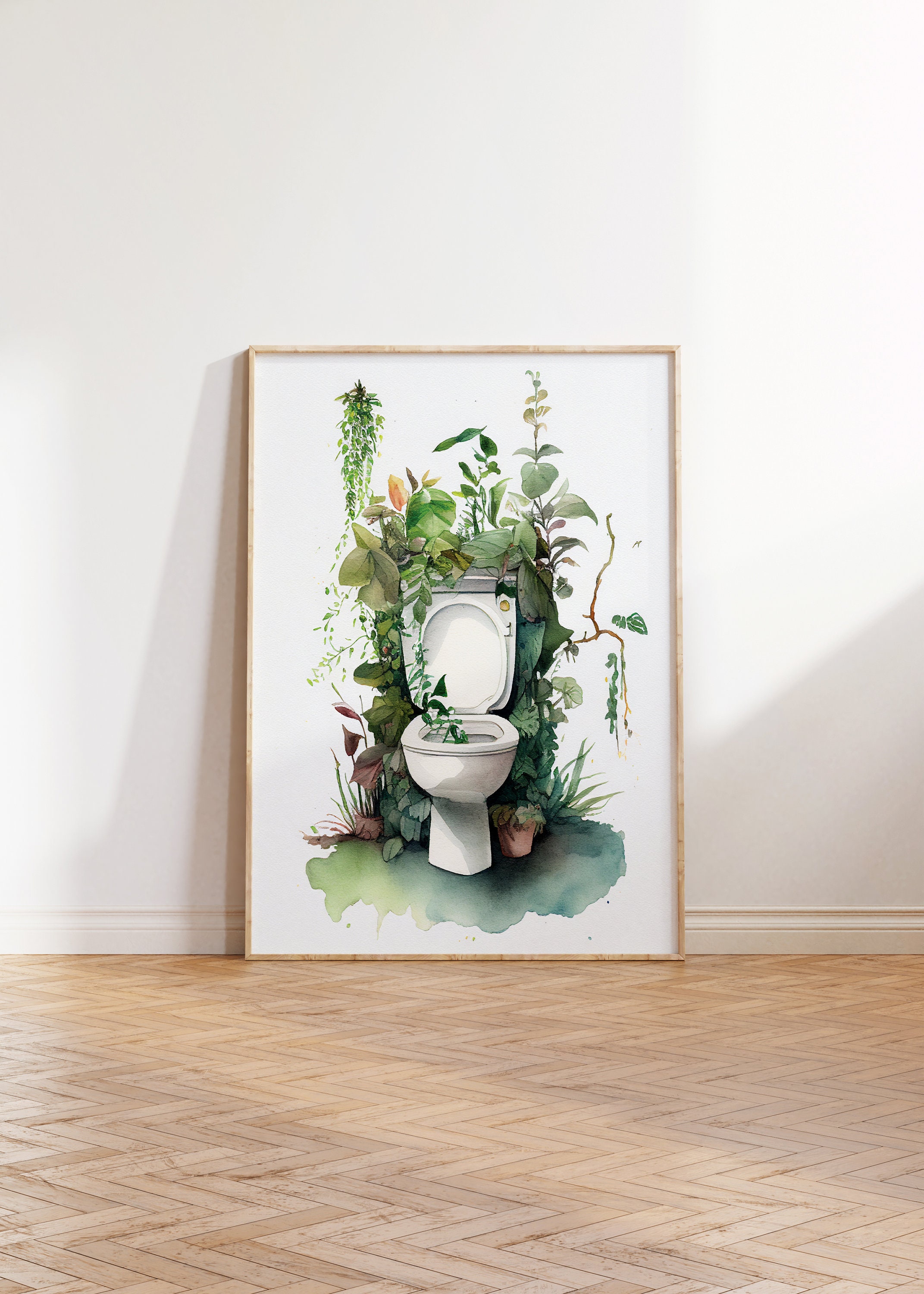 Bathroom Wall Art Print Botanical Toilet Watercolor - Etsy