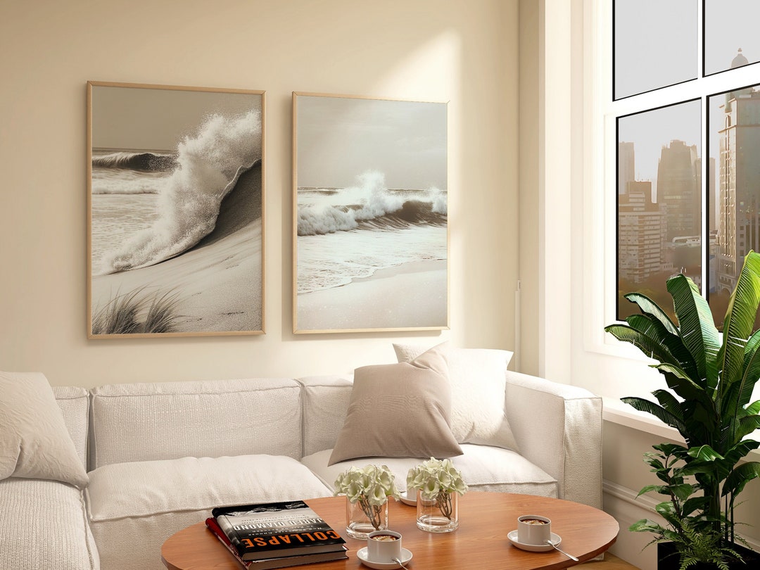 Neutral Beach Set of 2, Boho Beach Printable Wall Art, Coastal Print ...