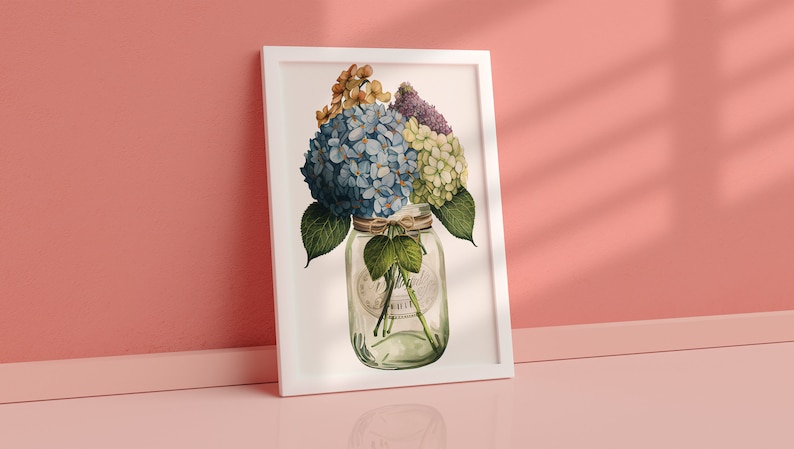 Hydrangeas Printable Wall Art Jar of Hydrangeas Print Spring - Etsy