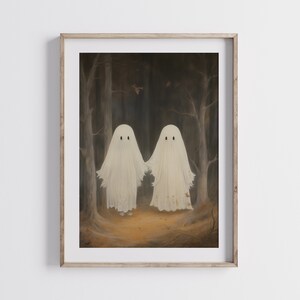 Cute Ghosts Print, Halloween Printable Wall Art, Autumn Landscape Wall ...