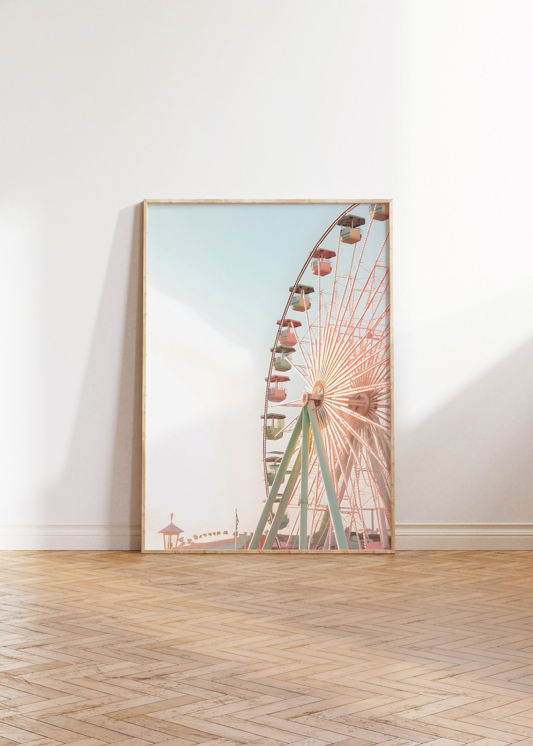 Santa Monica Beach Print, Ferris Wheel Printable Wall Art, Nursery Wall ...