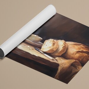 Dark Rustic Painting of Loaf of Bread | Still Life Oil Painting ...