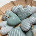 Fabric Hanging Hearts in Sage Green Color Palette Made From Canvas and ...