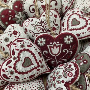 Set of 6 Fabric Hanging Hearts - Etsy