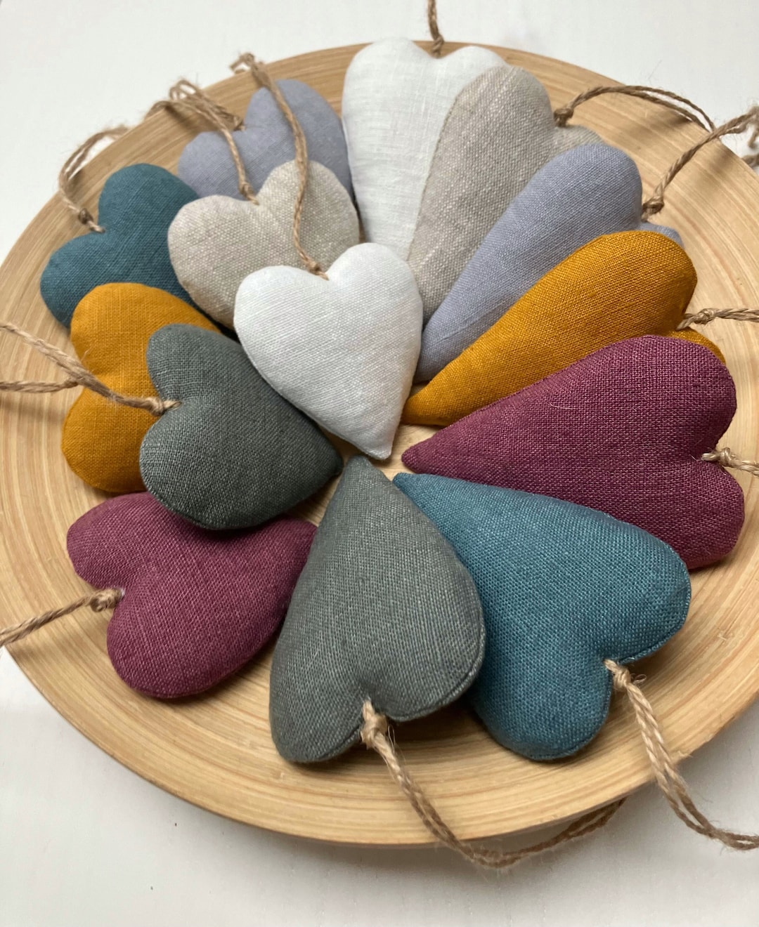 Linen Fabric Hanging Hearts - Etsy