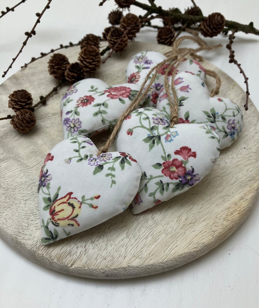 Fabric Hanging Hearts Sewn From Floral Fabric - Etsy