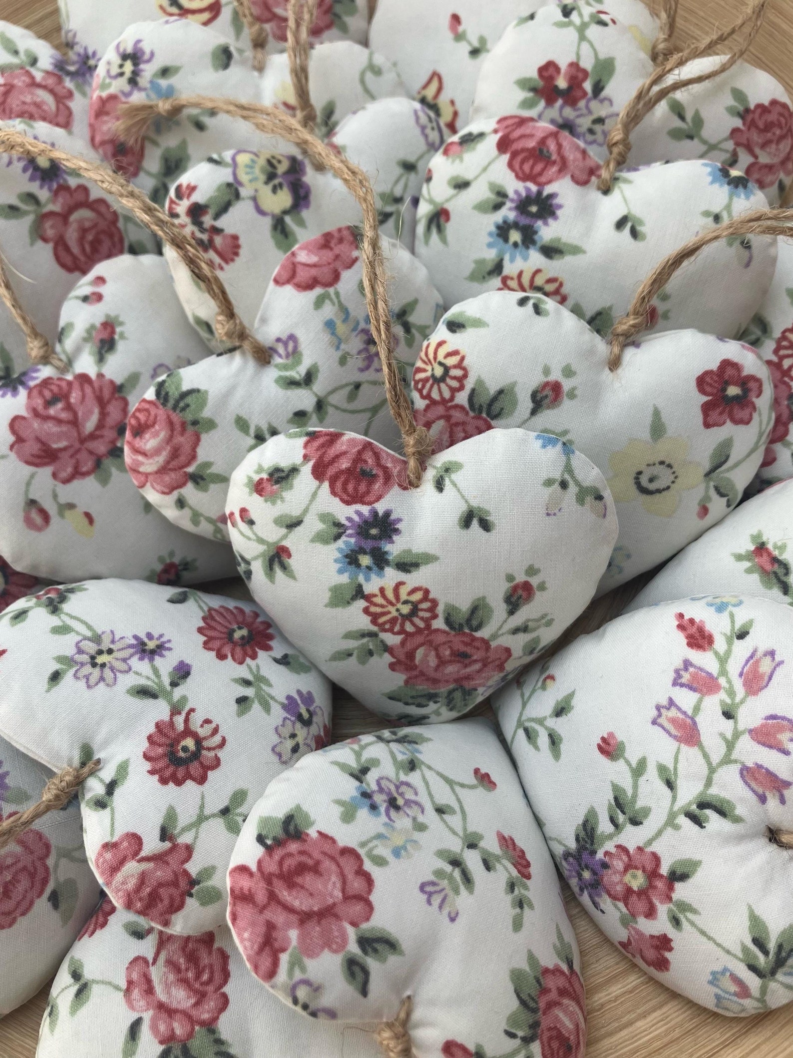 Fabric Hanging Hearts Sewn From Floral Fabric - Etsy