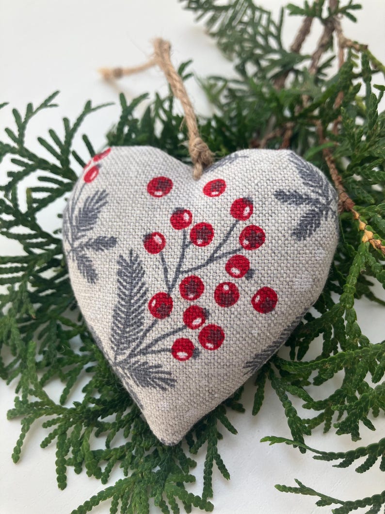 Fabric Hanging Hearts Sewn From Christmas Fabric - Etsy